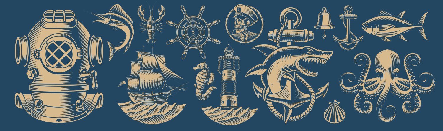 Submarine with sailor theme image 1 Royalty Free Vector