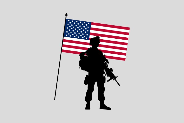 American soldier with american flag Royalty Free Vector