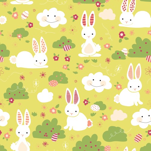 Cute easter bunnies seamless kids pattern Vector Image