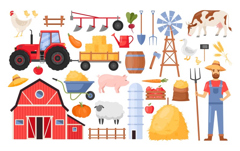 Rural landscape with farmer Royalty Free Vector Image