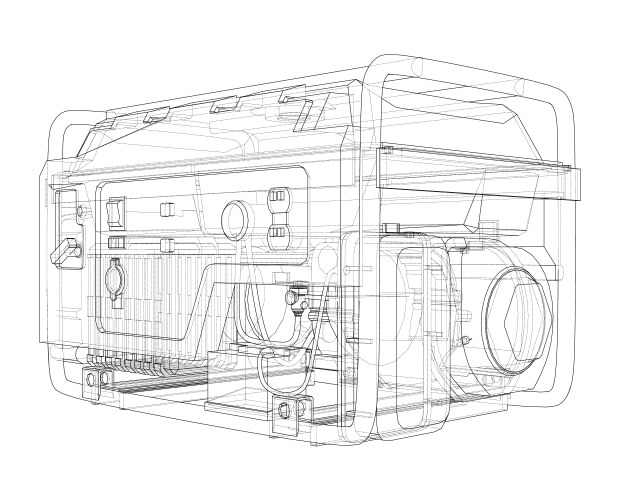 Mobile power generator blueprints Royalty Free Vector Image