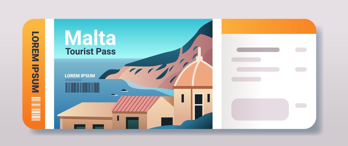 Malta tourist pass design featuring coastal – Royalty-Free Vector ...