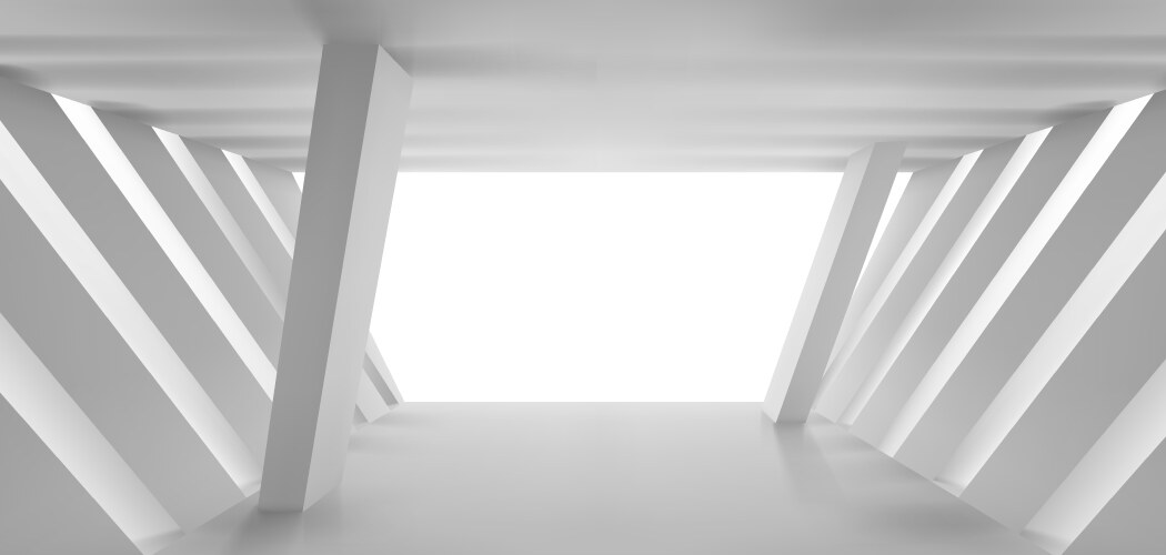 3d empty perspective of white long corridor Vector Image