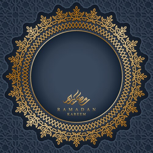 Ramadan kareem with waning moon and islamic art Vector Image
