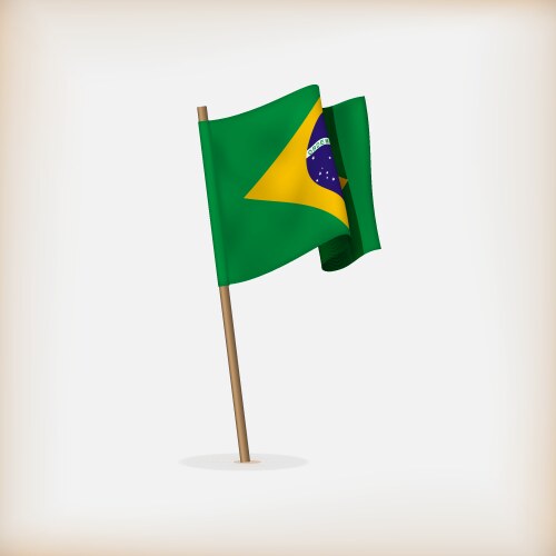 Flat and waving brazilian flag Royalty Free Vector Image