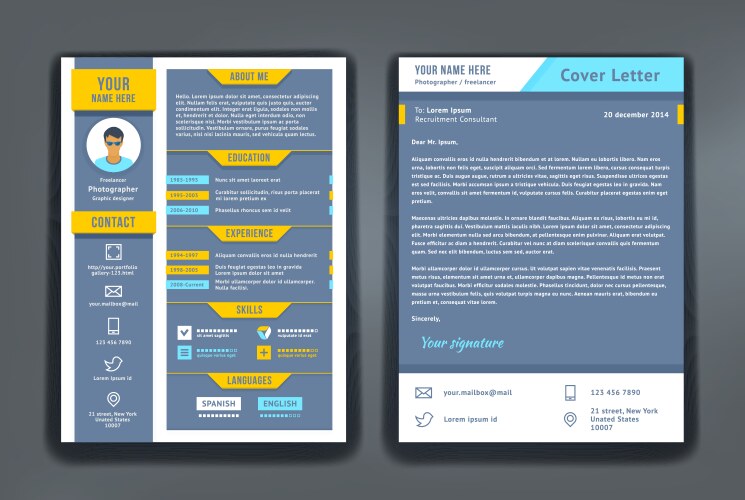 Creative cv resume template Royalty Free Vector Image