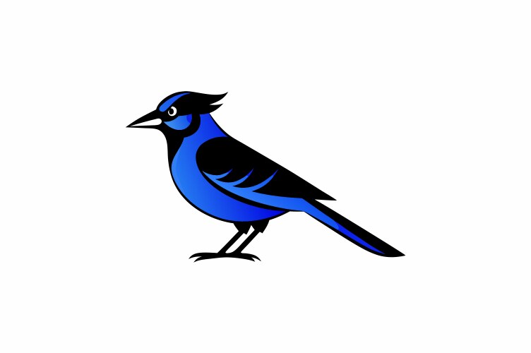 Blue jay bird silhouette black Royalty Free Vector Image