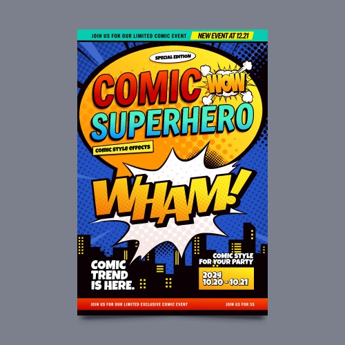 Gradient comic style text poster Royalty Free Vector Image