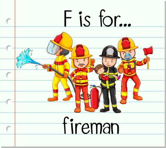 Flashcard letter f is for fire Royalty Free Vector Image