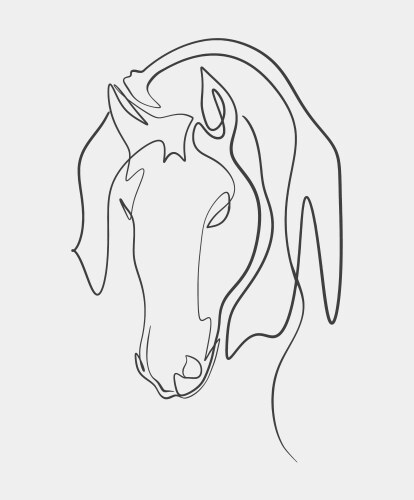 Minimalist horse line art on white background Vector Image