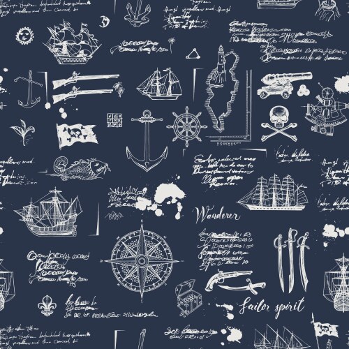 Seamless pattern on pirate theme in vintage Vector Image
