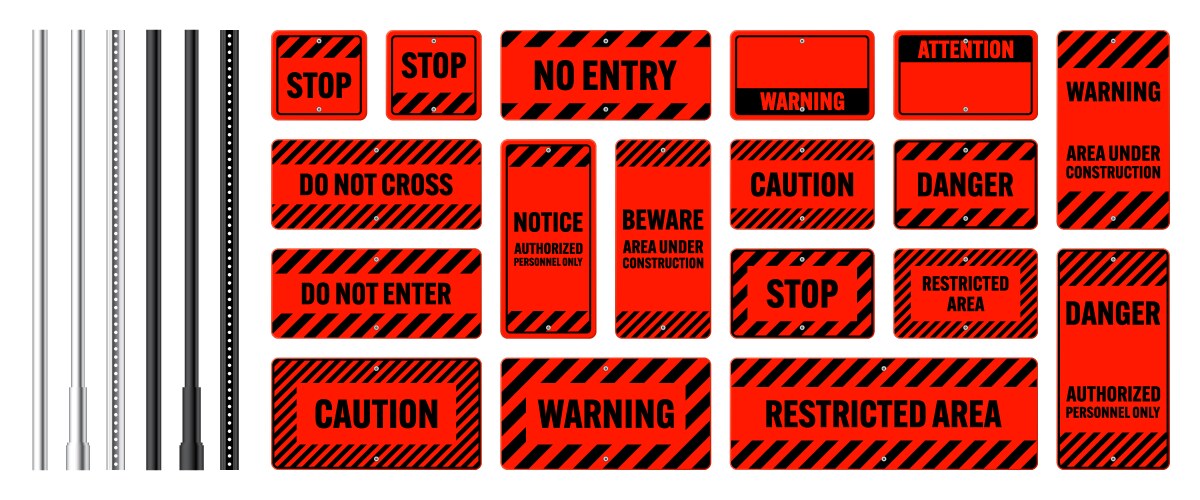 Danger and dangerous zone warning red frames hud Vector Image