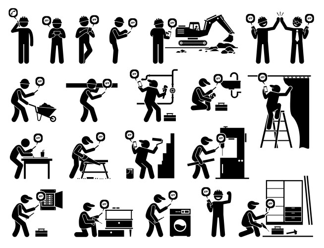 Stick Figure Worker Vector Images (over 1,900)