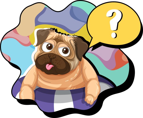 Cute cartoon pug dog with headphones Royalty Free Vector