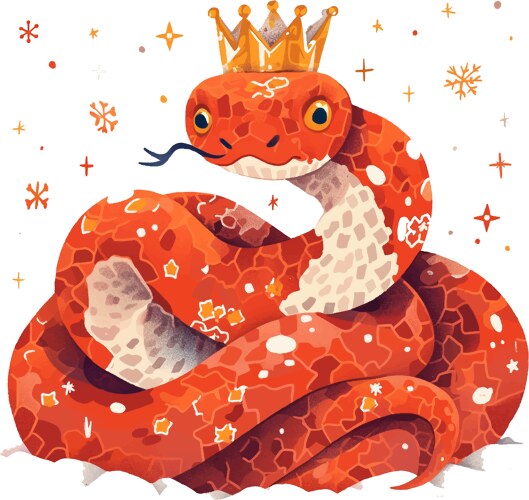 2025 red snake with a crown on its head Royalty Free Vector