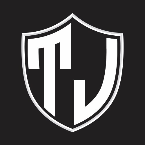 Mt monogram logo with bold letters shield shape Vector Image