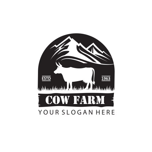 Farm animal cow label Royalty Free Vector Image