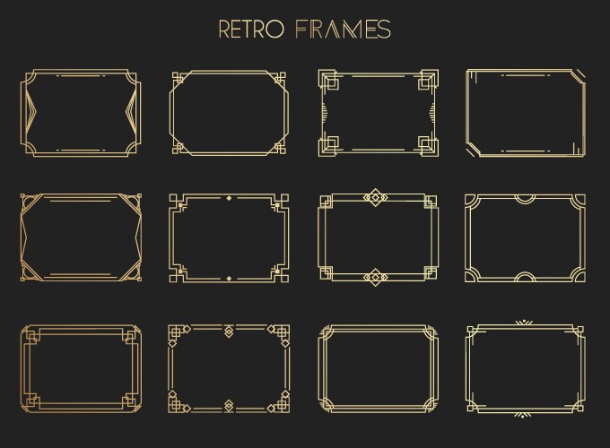 Gold retro frames style 1920s collection Vector Image
