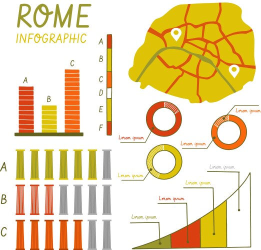 Gradient rome map infographics with chart Vector Image
