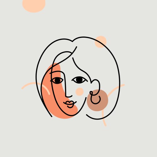 Minimalistic female profile in elegant line art Vector Image