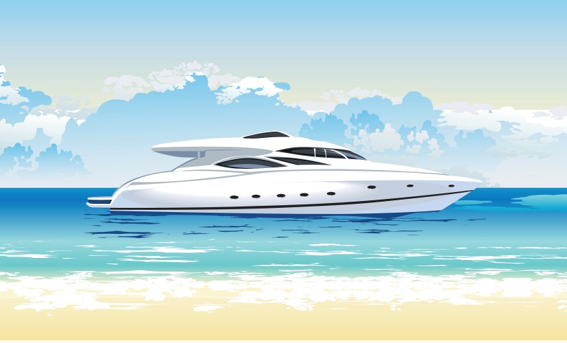 Shark on speed boat with ocean wave Royalty Free Vector