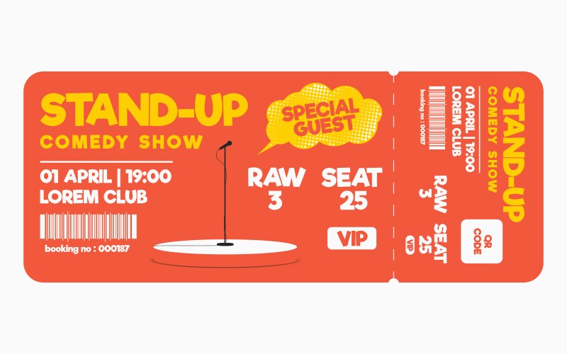 Stand up comedy event show entry ticket template Vector Image