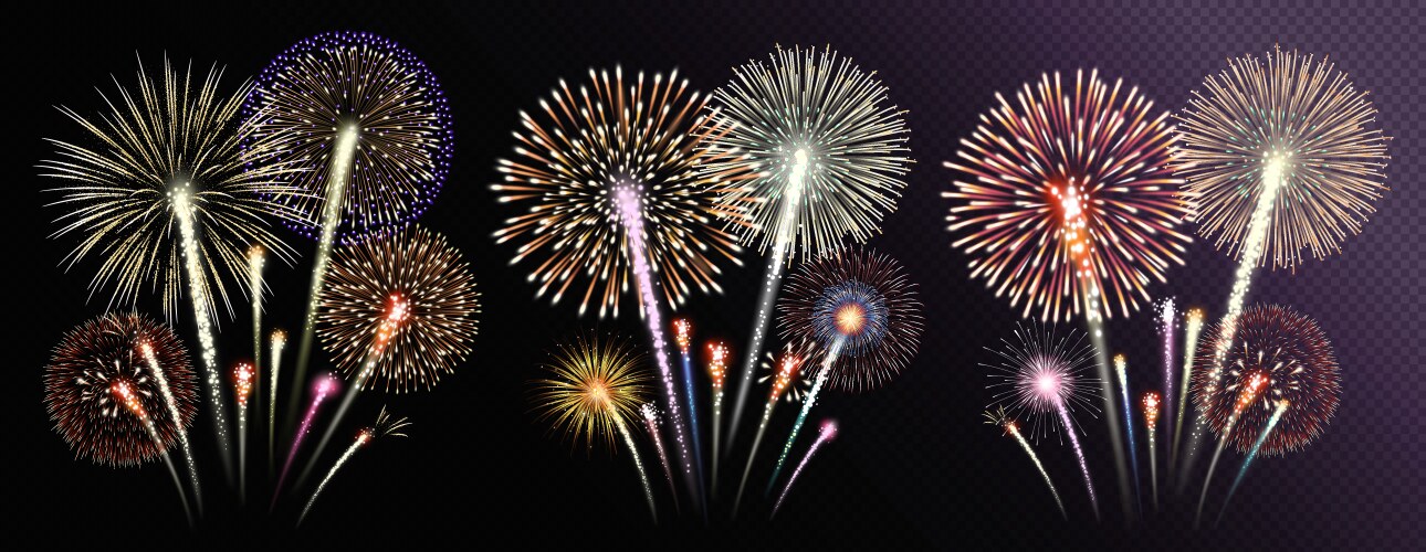Fireworks sparkles in circles 3d realistic Vector Image