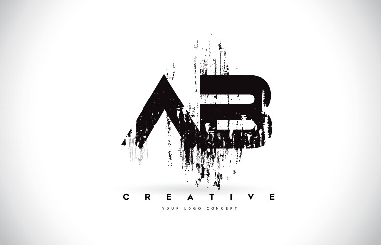 Pink ab brush stroke letter logo design Royalty Free Vector