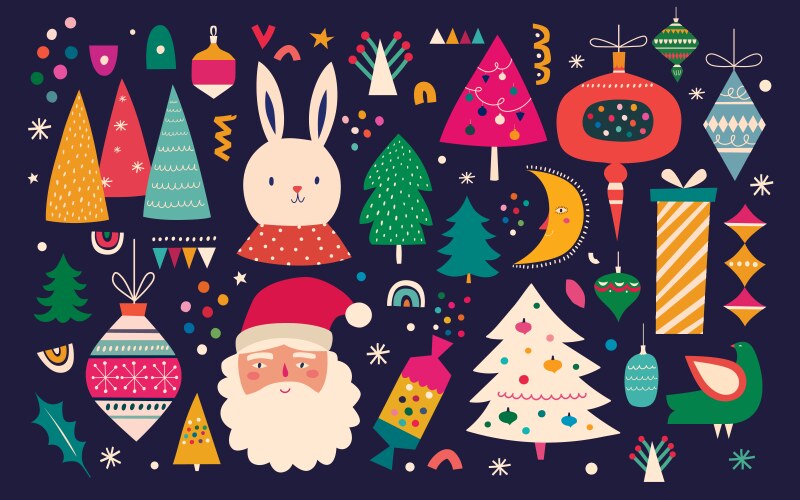 Christmas with santa claus and festive pattern Vector Image