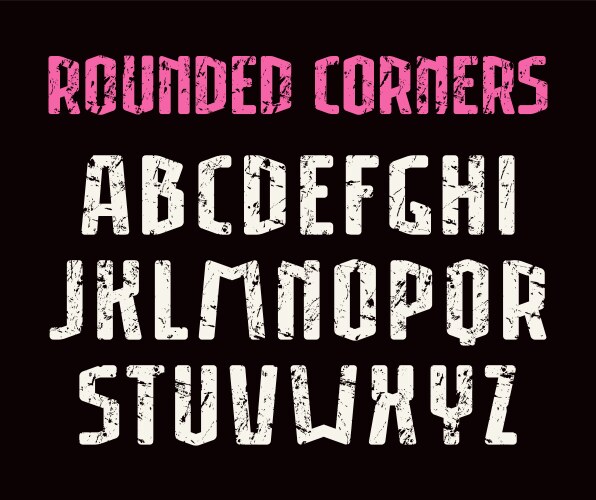 Stencil rounded font long alphabet Royalty Free Vector Image