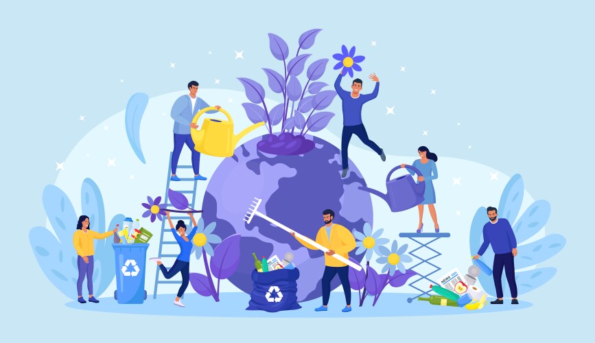 People save planet set Royalty Free Vector Image