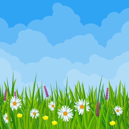 Cartoon spring landscape Royalty Free Vector Image