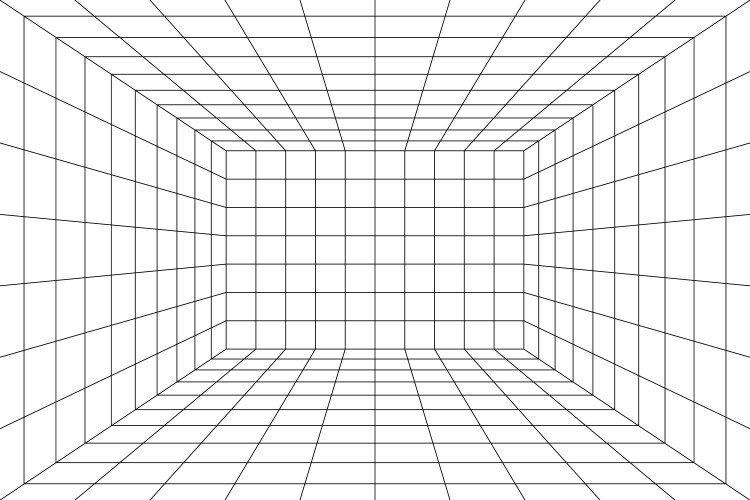 3d room grid with one point perspective Royalty Free Vector