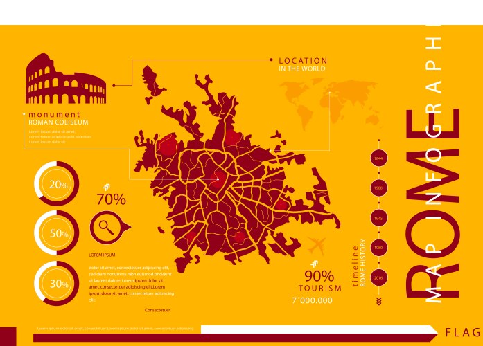Gradient rome map infographics Royalty Free Vector Image