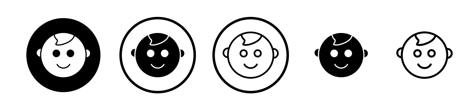 Child face icon set on white background Royalty Free Vector