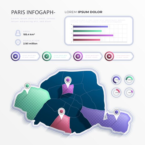 Paris map infographics Royalty Free Vector Image