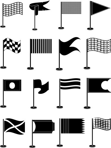 Checkered short flags set Royalty Free Vector Image