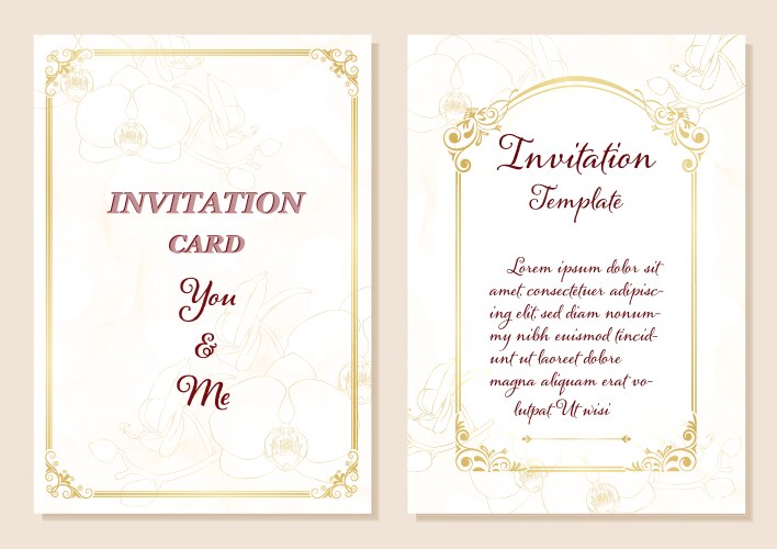 Wedding double invitation invite card design Vector Image