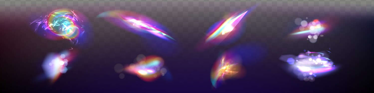 Iridescent crystal leak glare reflection effect o Vector Image