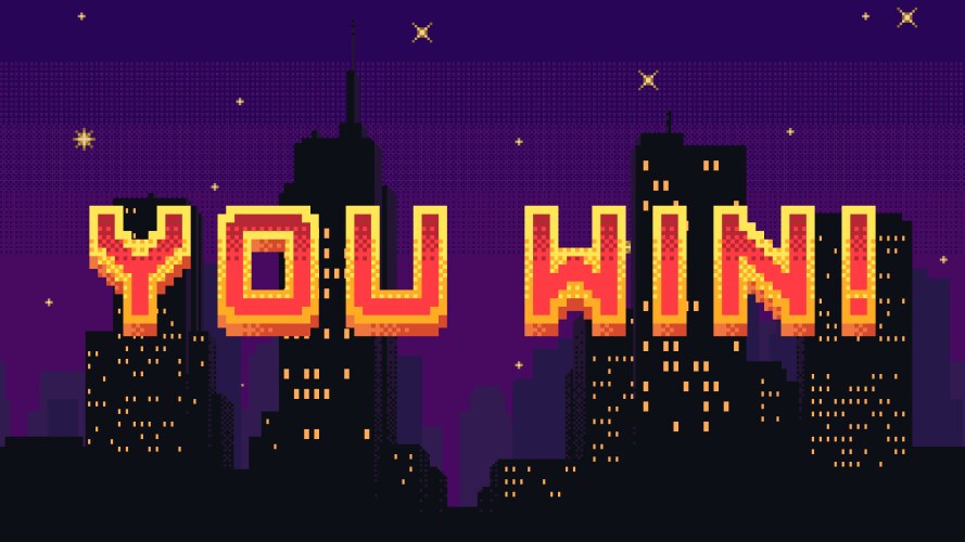 Game over screen - pixel art with night city Vector Image