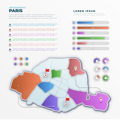Paris map infographics Royalty Free Vector Image