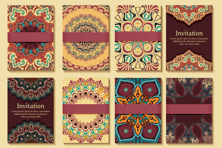 Invitation cards with ethnic arabesque elements Vector Image
