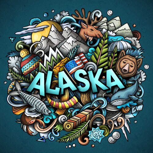 Alaska hand drawn cartoon doodle Royalty Free Vector Image
