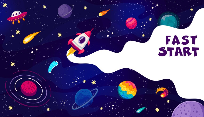 Fast business start space rocket launch booster Vector Image