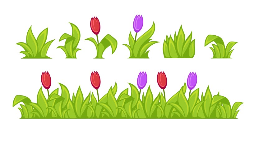 Early spring garden blossom flowers grass Vector Image