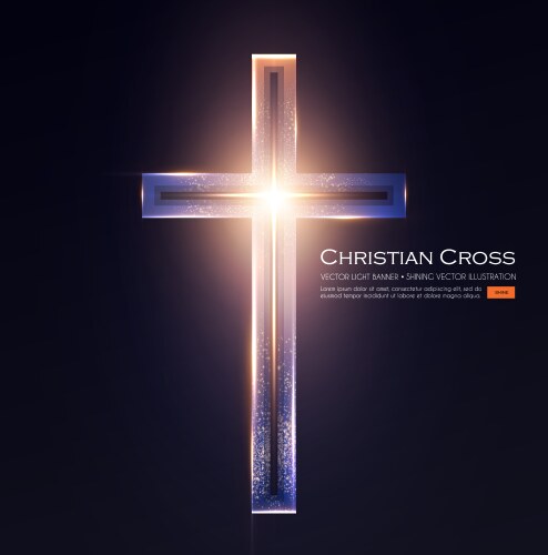 Shining winged golden cross on black background Vector Image