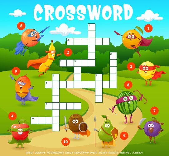 Fruit Crossword Puzzle Game Royalty Free Vector Image