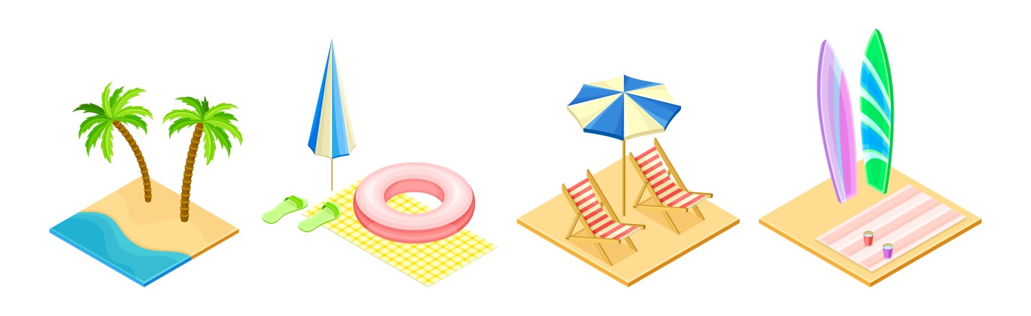 Beach resort and vacation isometric summer object Vector Image