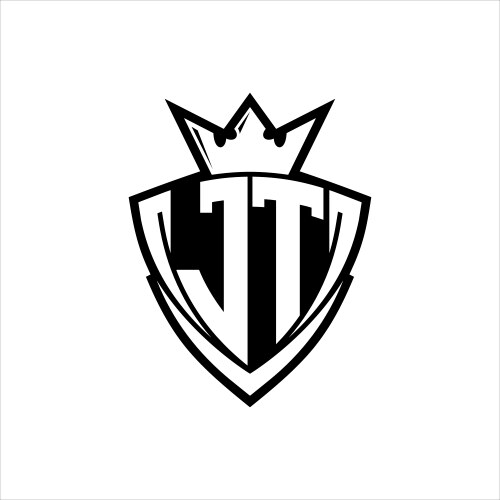 Jt logo with shield shape geeometric crown Vector Image