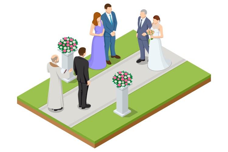 Wedding isometric flowchart Royalty Free Vector Image